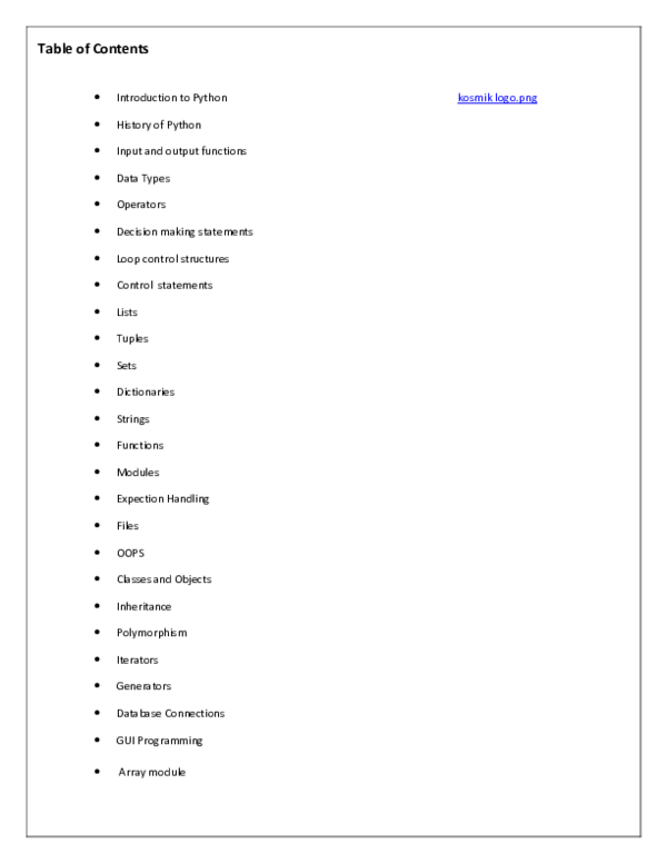 (PDF) PythonTutorial kosmik (1) | Kosmik Tech - Academia.edu