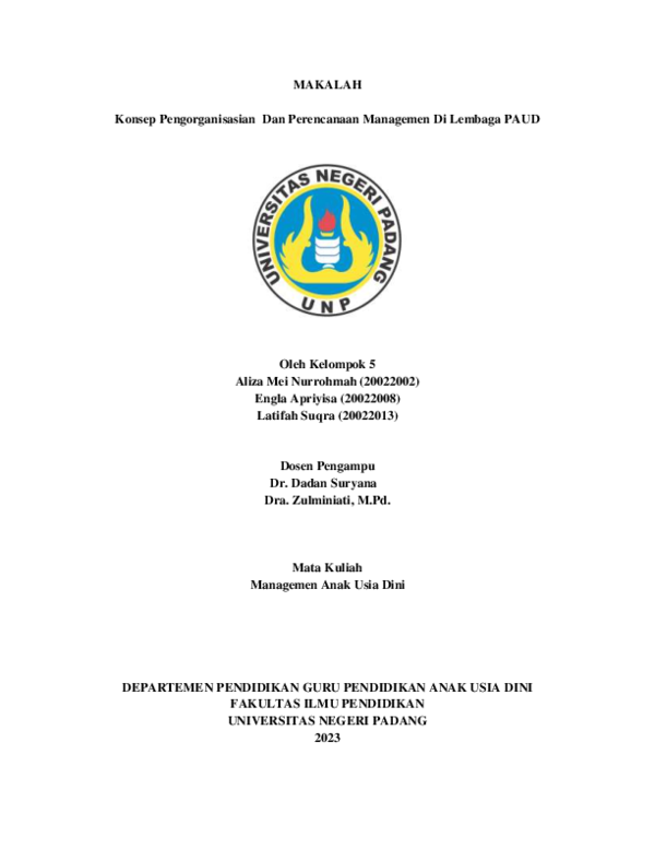 (PDF) Konsep Pengorganisasian Dan Perencanaan Managemen Di Lembaga PAUD ...