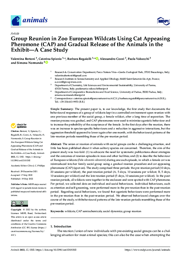 (PDF) Group Reunion in Zoo European Wildcats Using Cat Appeasing ...