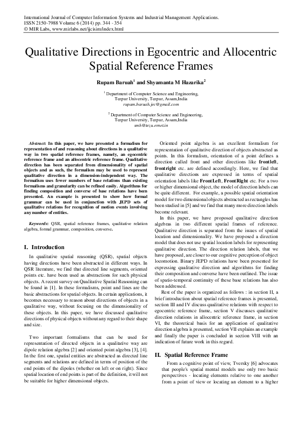 Qualitative Directions in Egocentric and Allocentric Spatial Reference Frames