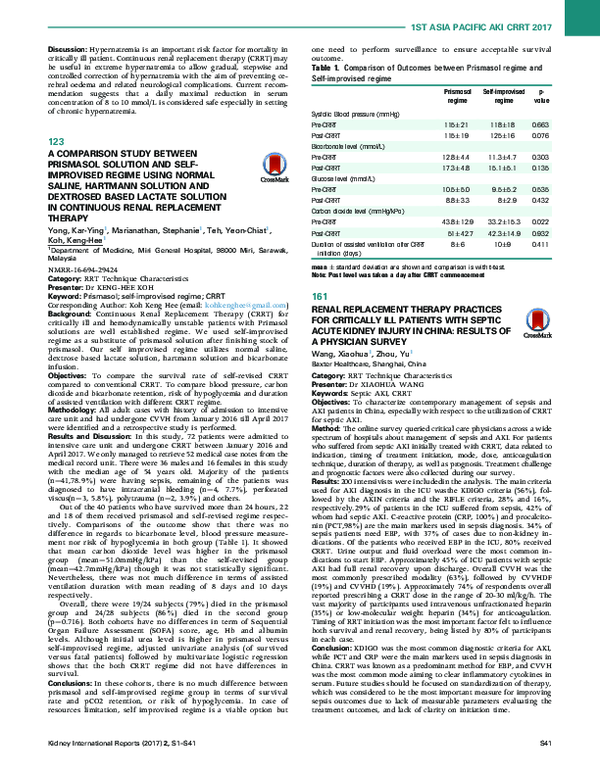 (PDF) 123 a Comparison Study Between Prismasol solution and Self ...