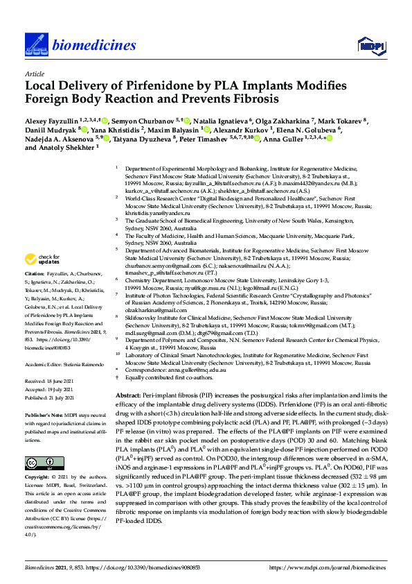 (PDF) Local Delivery of Pirfenidone by PLA Implants Modifies Foreign ...