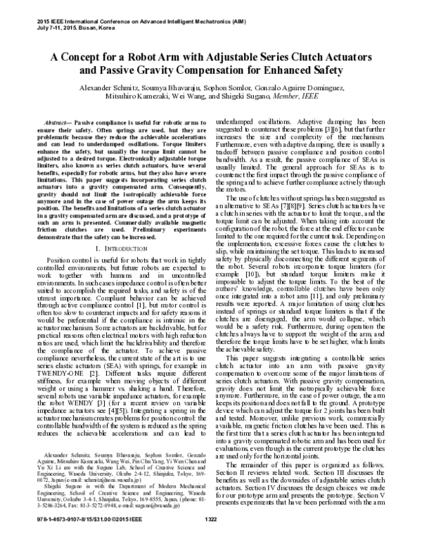 (PDF) A Concept for a robot arm with adjustable series clutch actuators and passive gravity ...