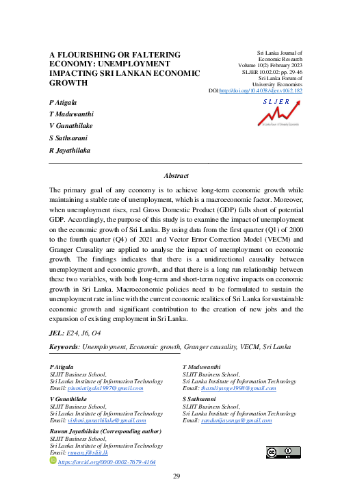 (PDF) Unemployment's Effect on Sri Lankan Growth