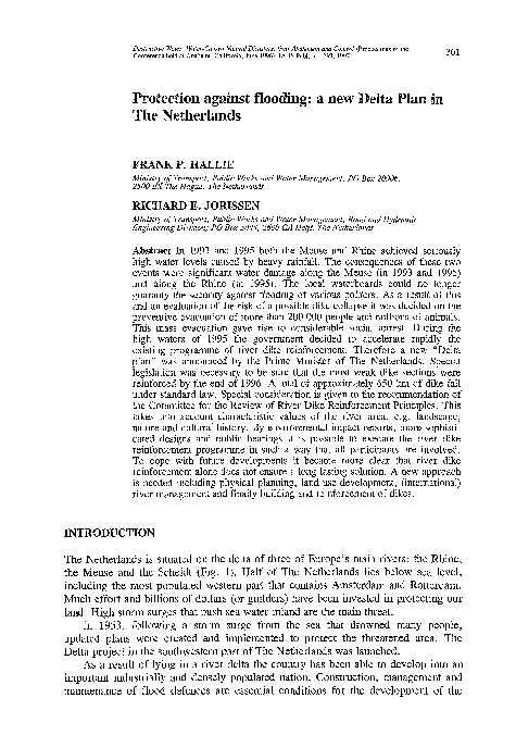 (PDF) Protection against Flooding: A New Delta Plan in the Netherlands