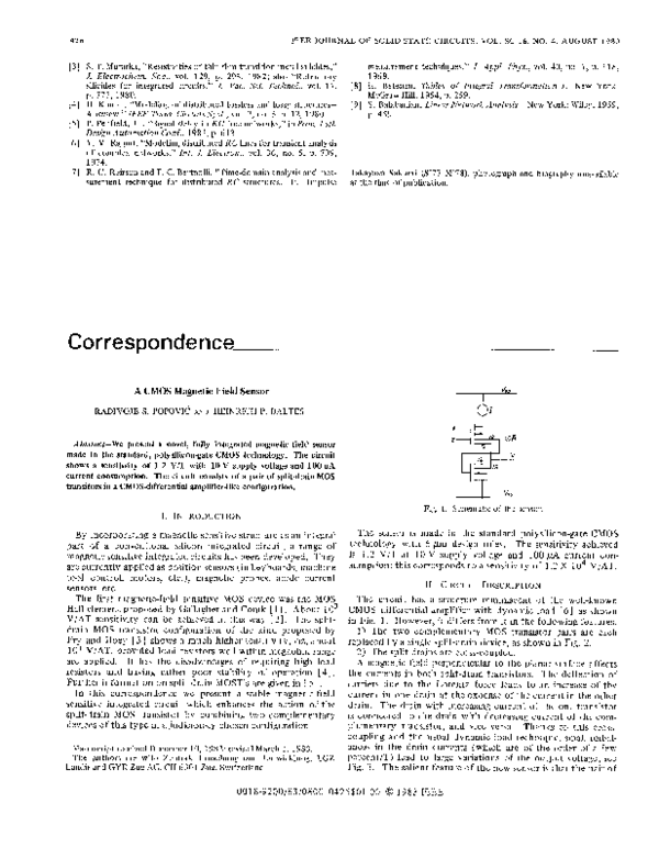 (PDF) A CMOS magnetic field sensor