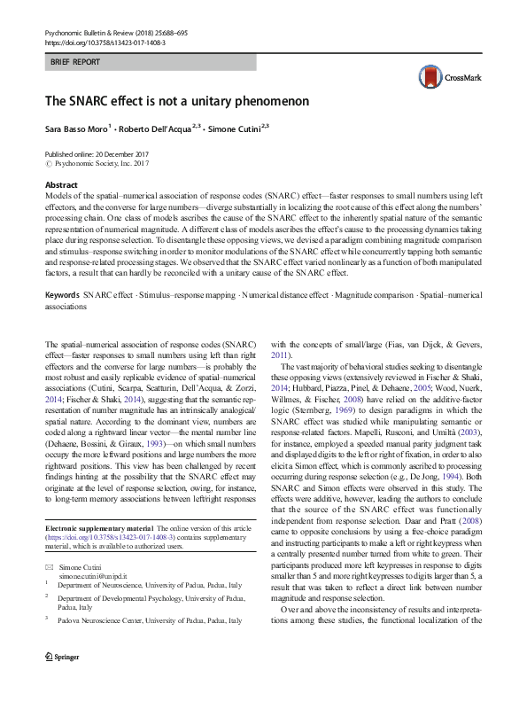 (PDF) Divergent Causes of the SNARC Effect