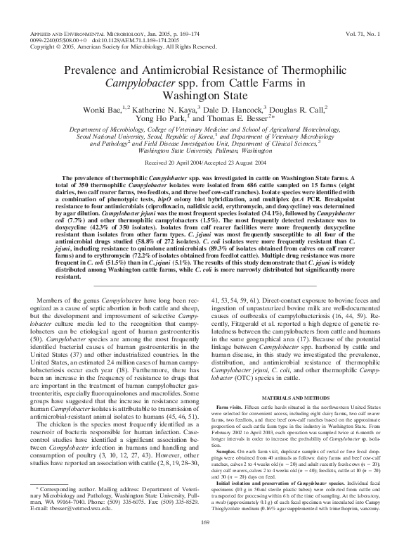 (PDF) Prevalence and Antimicrobial Resistance of Thermophilic ...