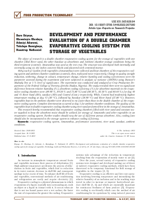 (PDF) Development and performance evaluation of a double chamber ...