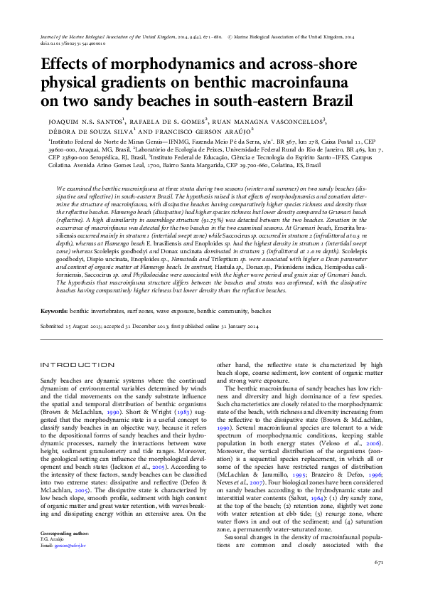 (PDF) Effects of morphodynamics and across-shore physical gradients on ...