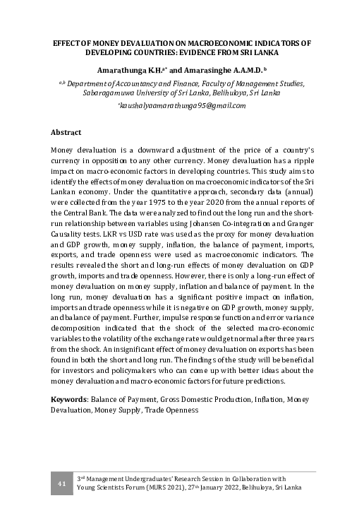 (PDF) Impact of Currency Devaluation on Sri Lanka's Economy