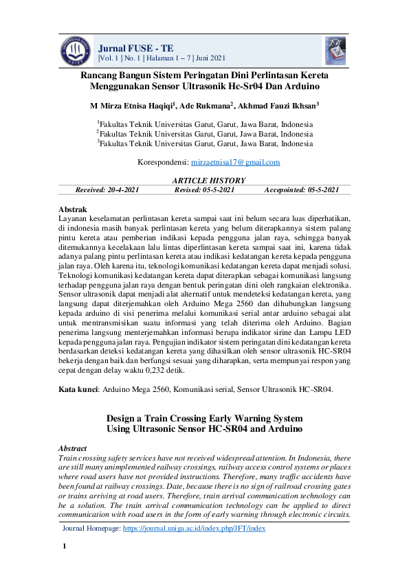 (PDF) Rancang Bangun Sistem Peringatan Dini Perlintasan Kereta ...