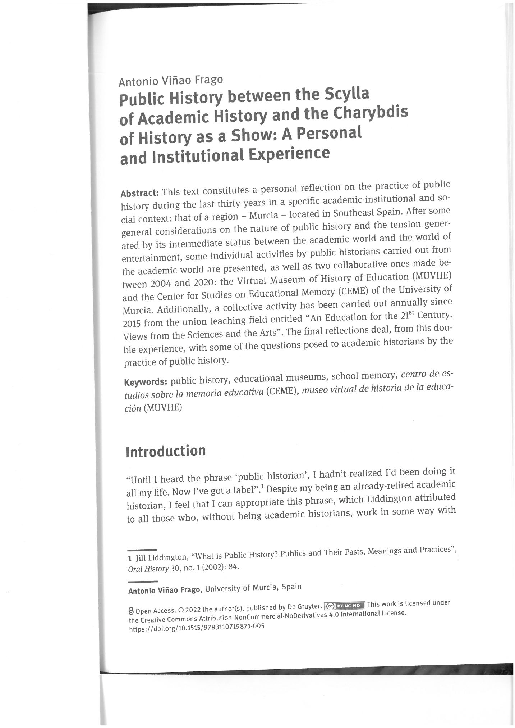 (PDF) Public History between the Scylla of Academic History and the ...
