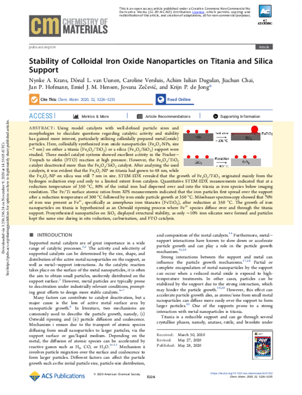 (PDF) Stability of Colloidal Iron Oxide Nanoparticles on Titania and ...