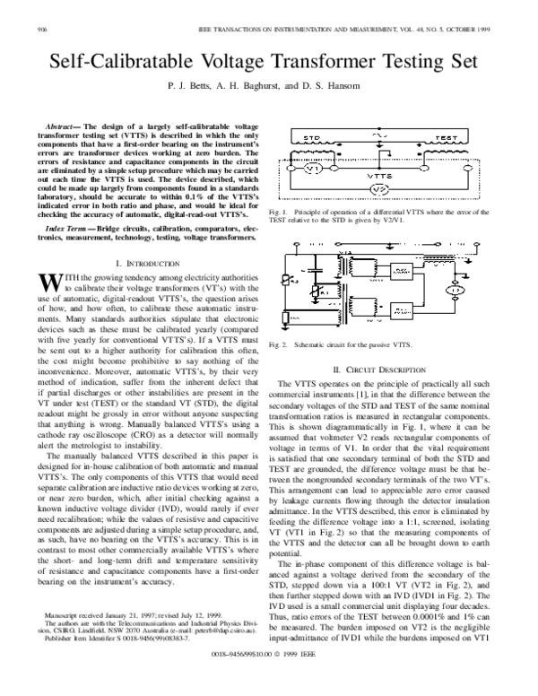 (PDF) Self-calibratable voltage transformer testing set