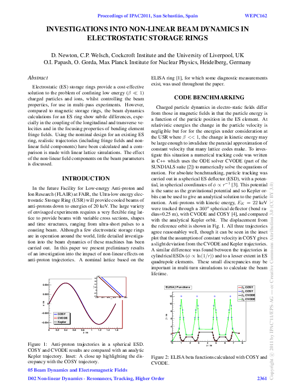 (PDF) Investigations Into Non-Linear Beam Dynamics in Electrostatic ...