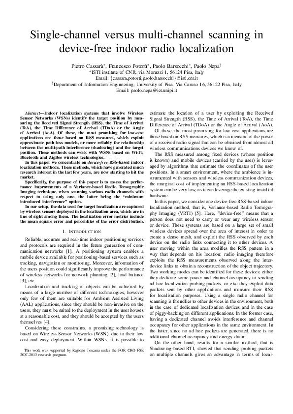 (PDF) Single-channel versus multi-channel scanning in device-free ...