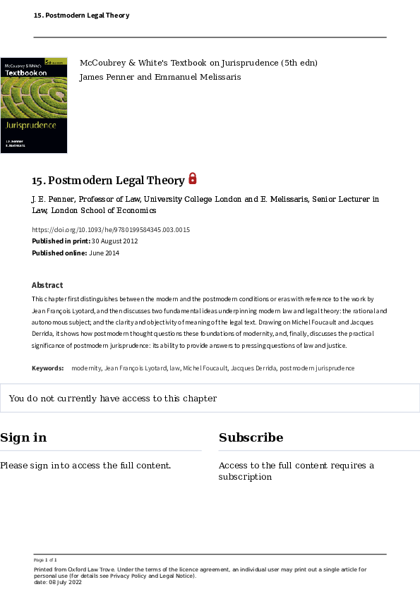(PDF) Postmodern Legal Theory