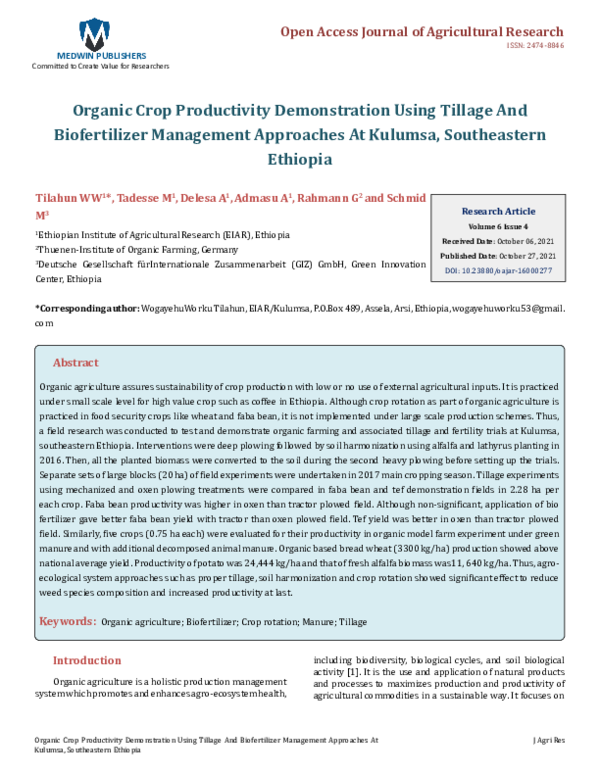 (PDF) Organic Crop Productivity Demonstration Using Tillage And ...
