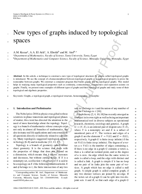 (PDF) New types of graphs induced by topological spaces
