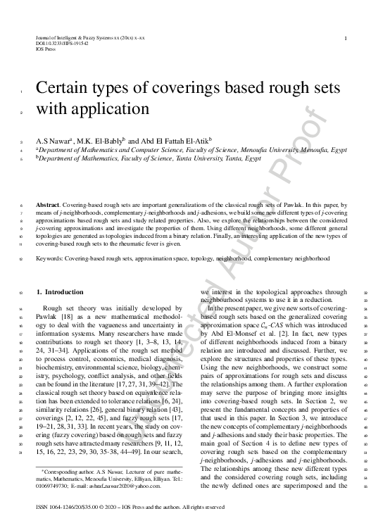 (PDF) Certain types of coverings based rough sets with application