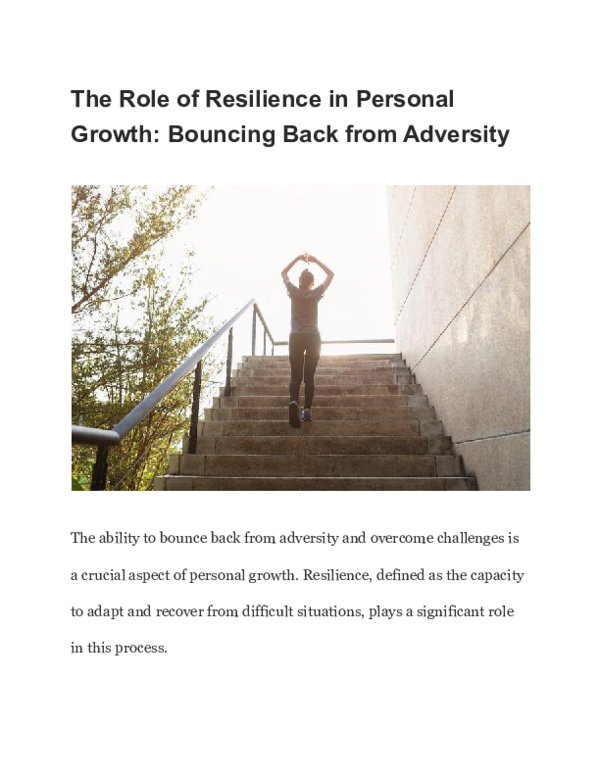 (PDF) The Role of Resilience in Personal Growth: Bouncing Back from ...