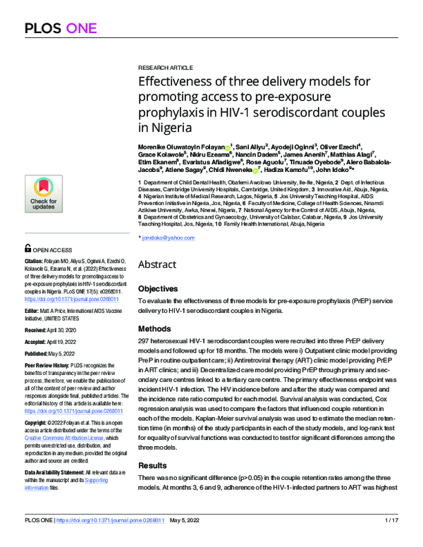 (PDF) Comparing PrEP Delivery Models for HIV-1 Serodiscordant Couples ...