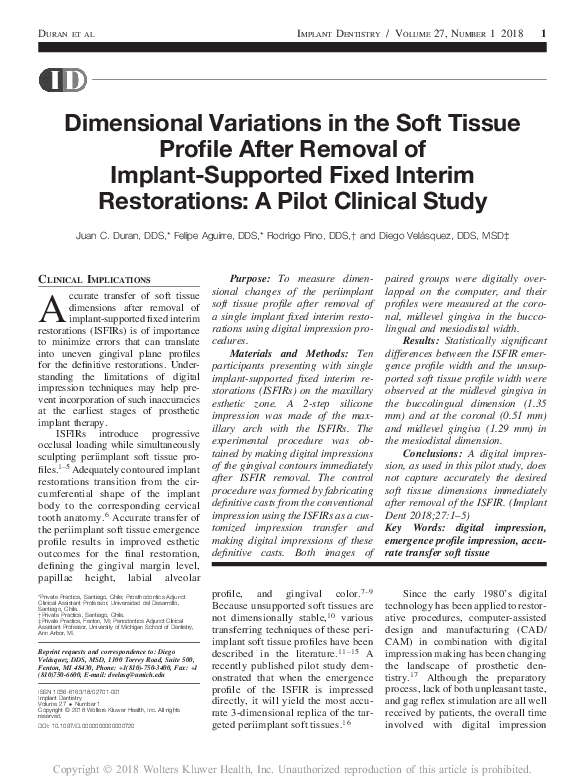 (PDF) Dimensional Variations in the Soft Tissue Profile After Removal ...