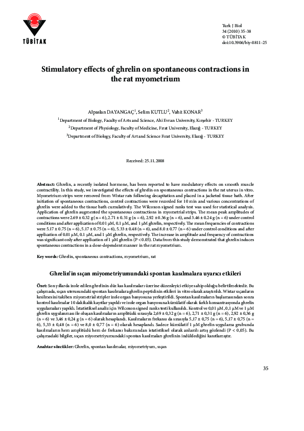 (PDF) Stimulatory effects of ghrelin on spontaneous contractions in the ...