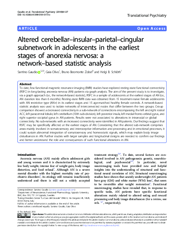 (PDF) Altered cerebellar–insular–parietal–cingular subnetwork in ...