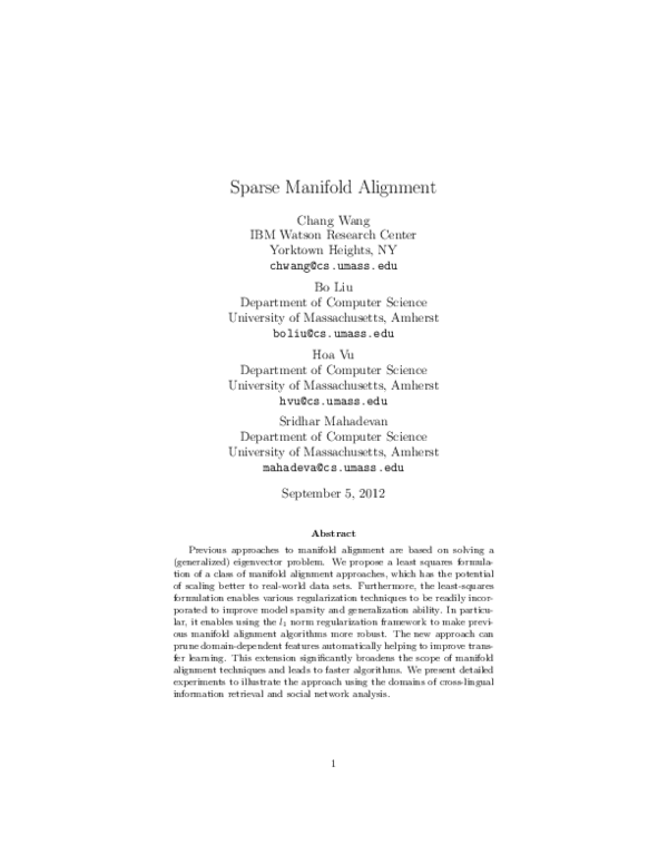 (PDF) Sparse Manifold Alignment | Hoa Vu - Academia.edu