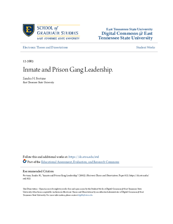 (PDF) Inmate and Prison Gang Leadership