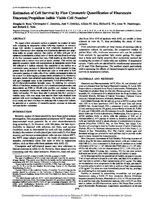 (PDF) Estimation of cell survival by flow cytometric quantification of ...