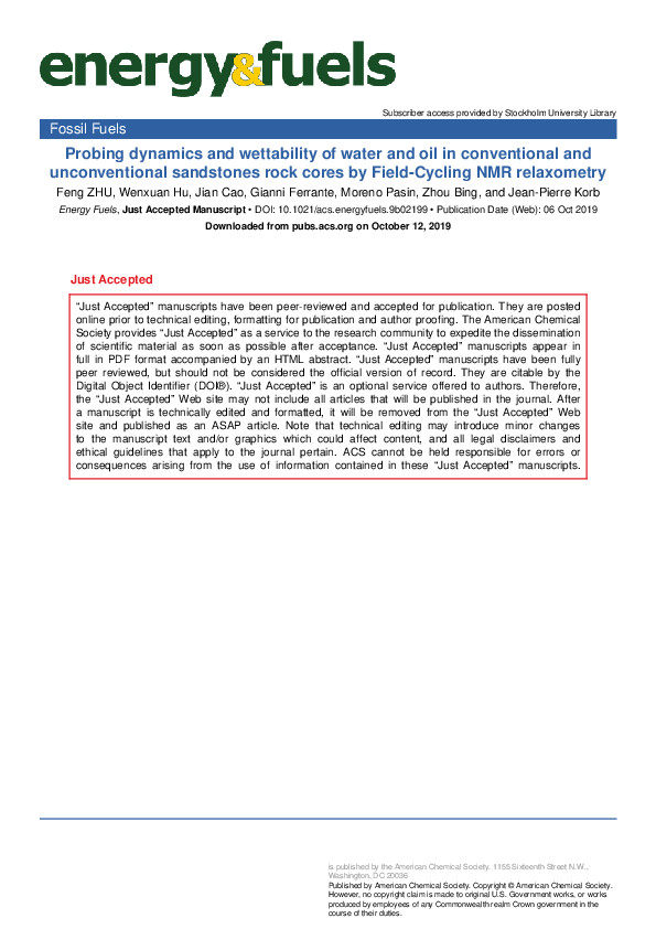 (PDF) Probing dynamics and wettability of water and oil in conventional ...