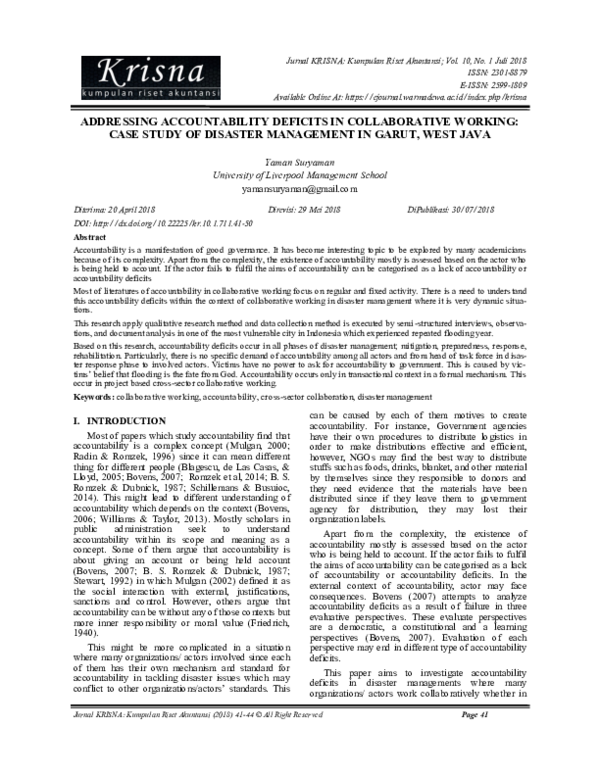 (PDF) Addressing Accountability Deficits in Collaborative Working: Case ...