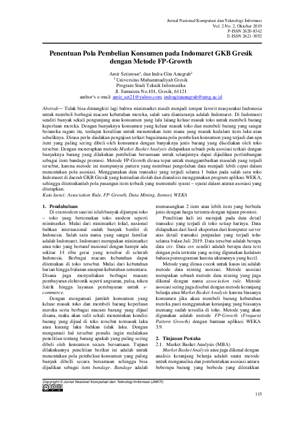 (PDF) Penentuan Pola Pembelian Konsumen pada Indomaret GKB Gresik dengan Metode FP-Growth