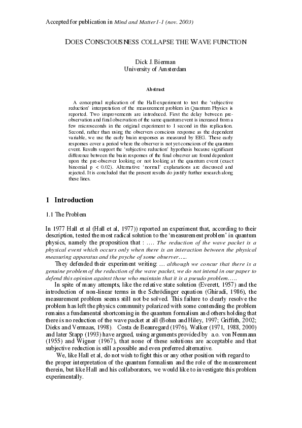 (PDF) Mind and Matter 1-1 ( nov . 2003 ) DOES CONSCIOUSNESS COLLAPSE ...