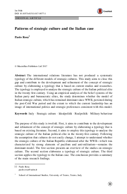 (PDF) Patterns of strategic culture and the Italian case