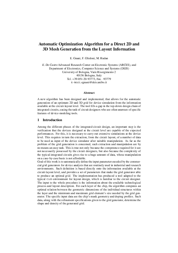 (PDF) Automatic Optimization Algorithm for a Direct 2D and 3D Mesh ...