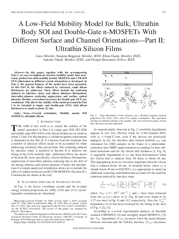 (PDF) A Low-Field Mobility Model for Bulk, Ultrathin Body SOI and ...