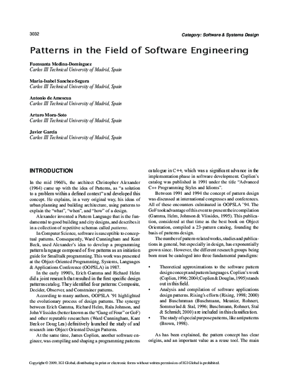 (PDF) Patterns in the Field of Software Engineering | Maria-Isabel ...