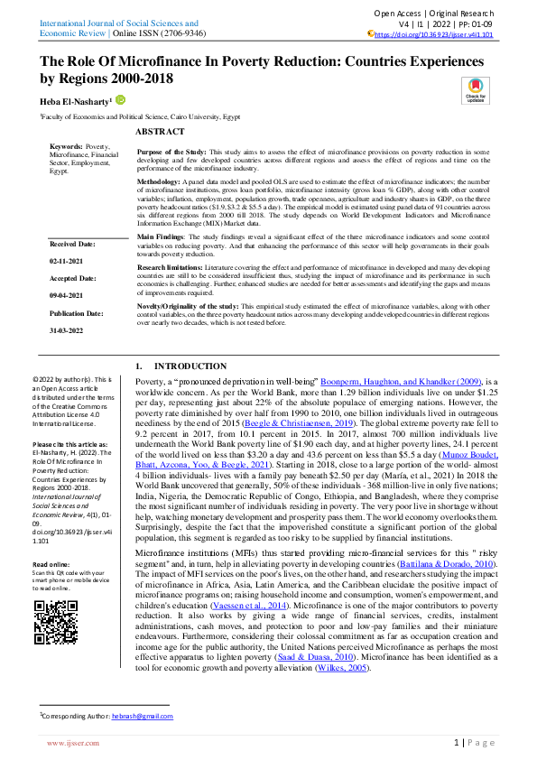 (PDF) The Role Of Microfinance In Poverty Reduction: Countries ...