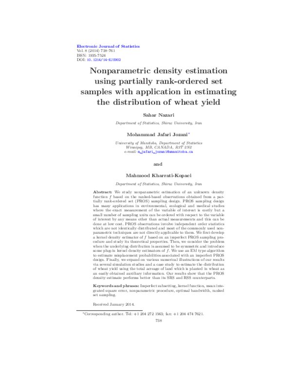 Pdf Nonparametric Density Estimation Using Partially Rank Ordered Set Samples With Application