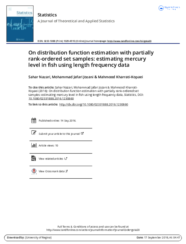 (PDF) On distribution function estimation with partially rank-ordered set samples: estimating ...
