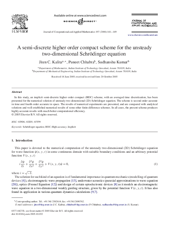 (PDF) A semi-discrete higher order compact scheme for the unsteady two ...
