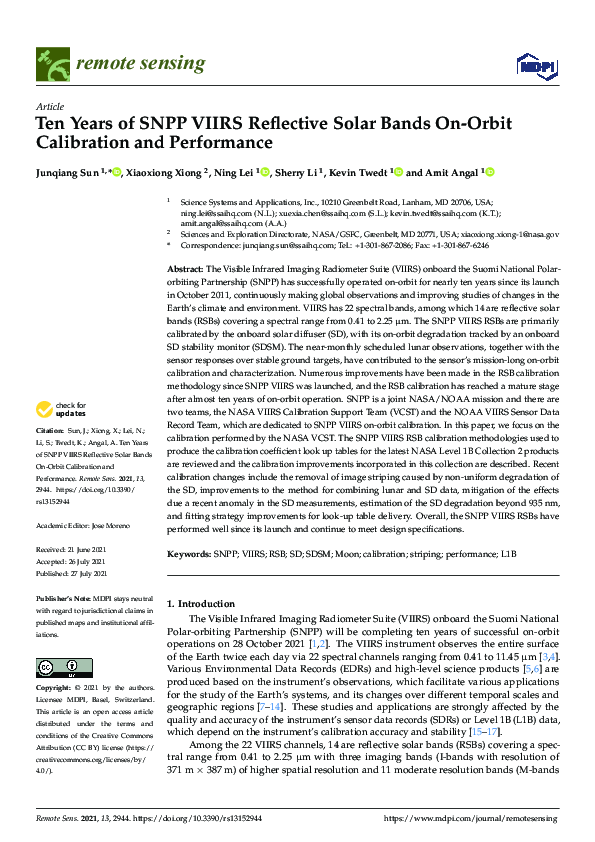 Pdf Multiyear On Orbit Calibration And Performance Of Terra Modis Reflective Solar Bands W
