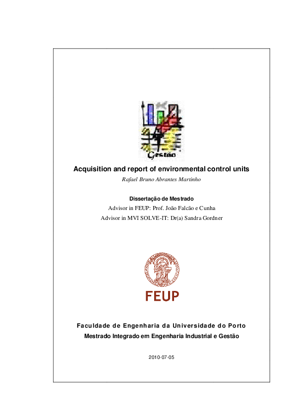 (PDF) Acquisition and report of environmental control units | rafael martinho - Academia.edu