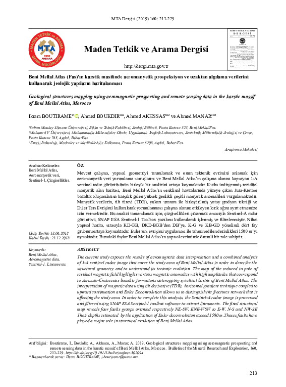 Pdf Geological Structures Mapping Using Aeromagnetic Prospecting And Remote Sensing Data In