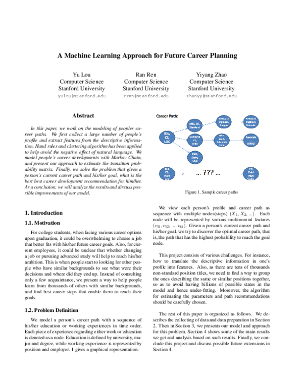(PDF) A Machine Learning Approach for Future Career Planning