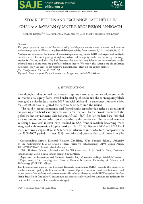(PDF) Stock Returns and Exchange Rate Nexus in Ghana: A Bayesian Quantile Regression Approach